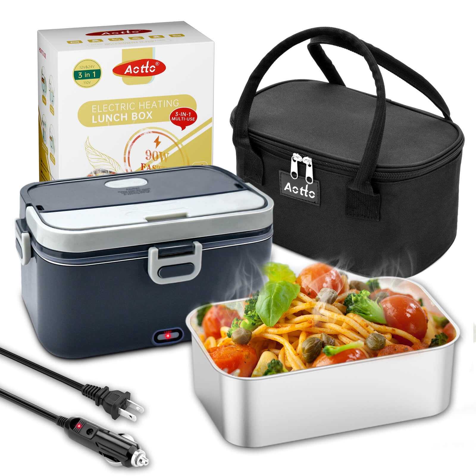 Aotto Electric Lunch Box, 90W Faster Portable Food Warmer for Adults ...