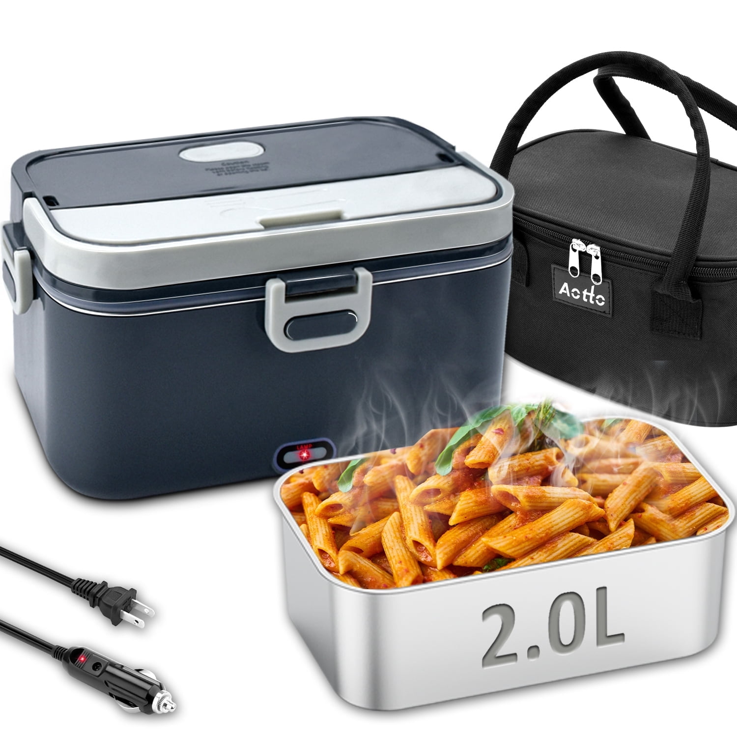 Aotto, Electric Lunch Box, 2L 90W Faster Portable Food Warmer, Gray ...