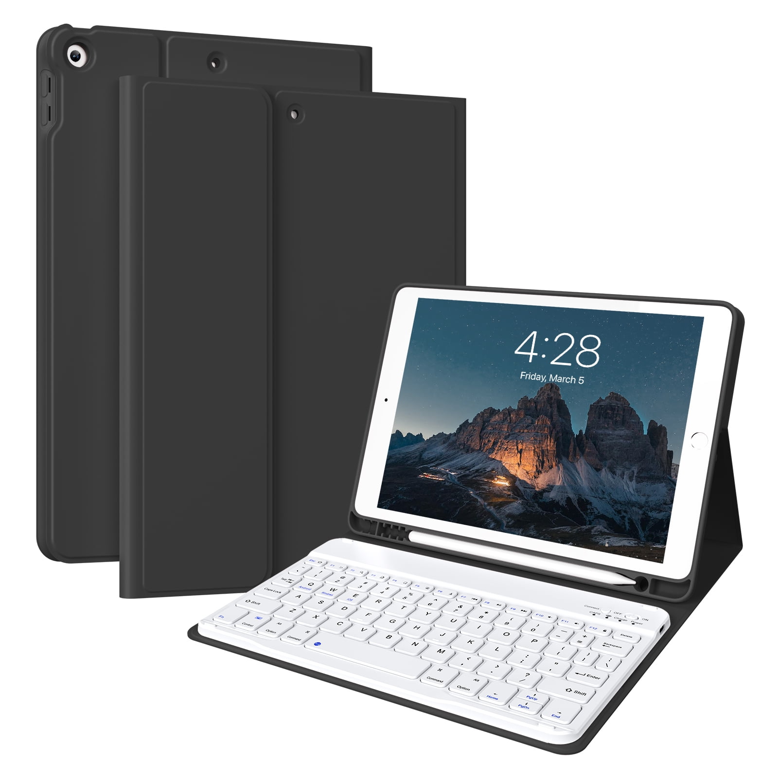 Aoub iPad 9th/8th/7th Generation Keyboard Case with Pencil Holder ...