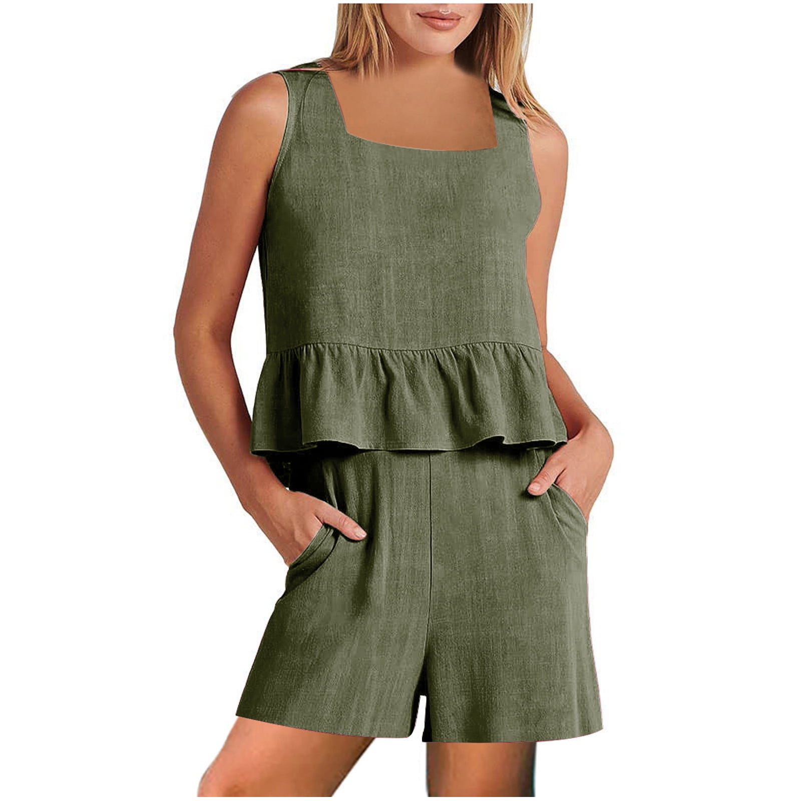 Aoujea 2 Piece Outfits for Women Plus Size Lounge Matching Sets Solid ...
