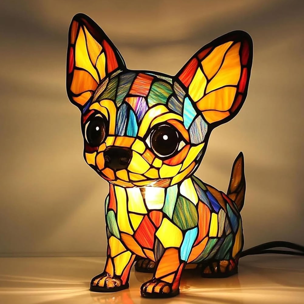 Aousin Retro Puppy Lamp Stained Resin Tabletop Night Light, Animal ...