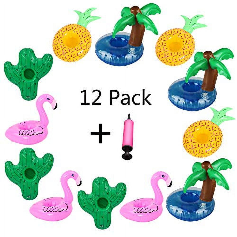 Aoutacc Floating Drink Holders, 12 Pack Inflatable Palm Tree Flamingos ...