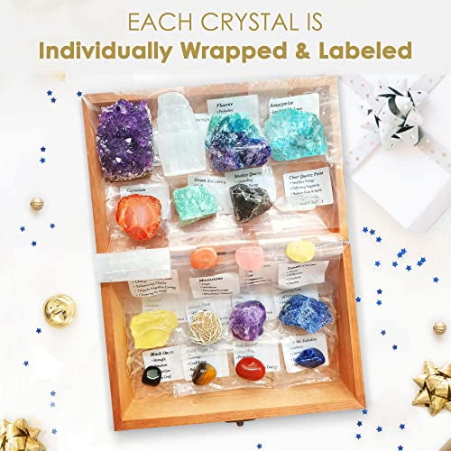 Aovila Premium Crystals and Healing Stones Gift Set in Wooden Box ...