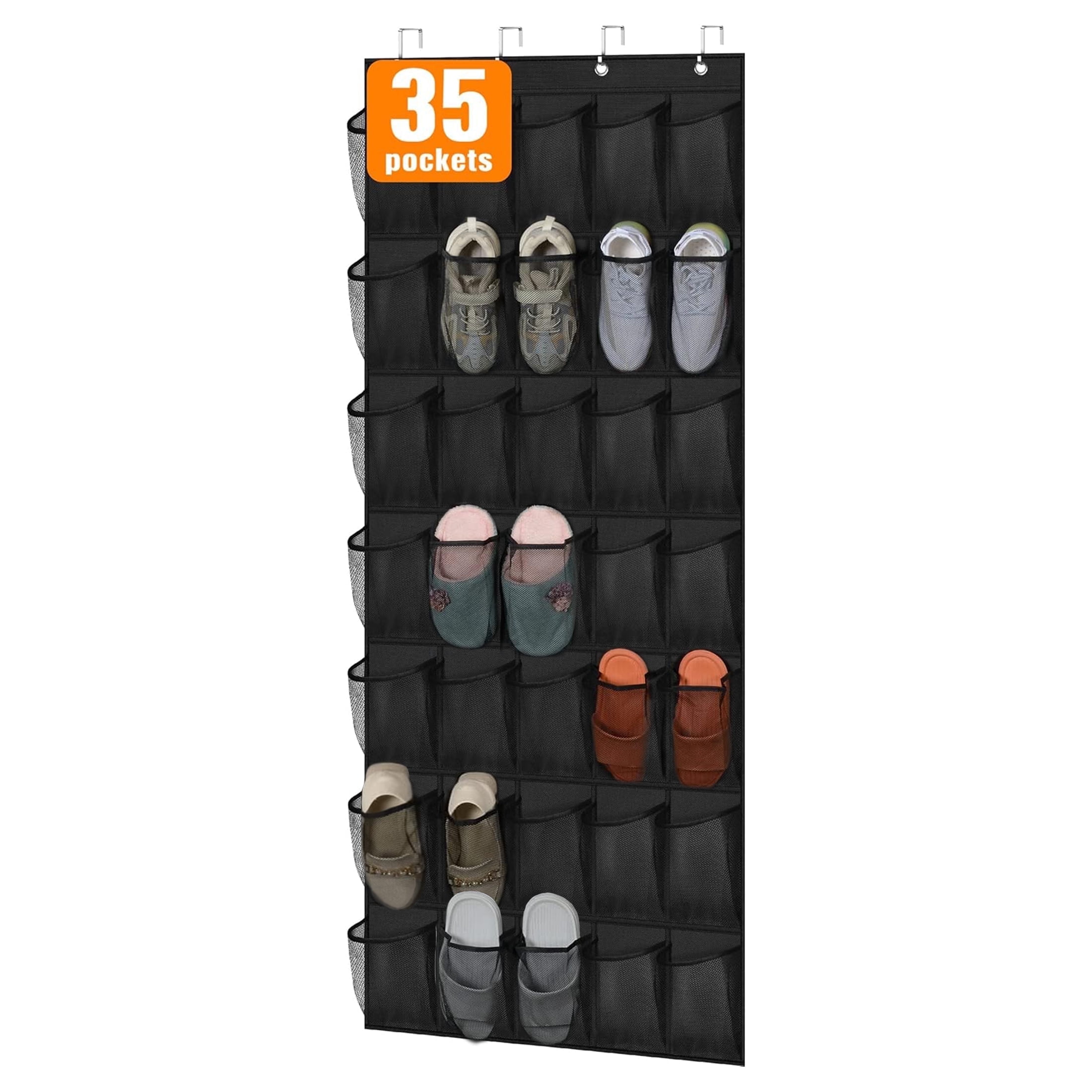 Aovky Over The Door Shoe Organizer, 35 Large Mesh Pockets, Hanging Shoe ...