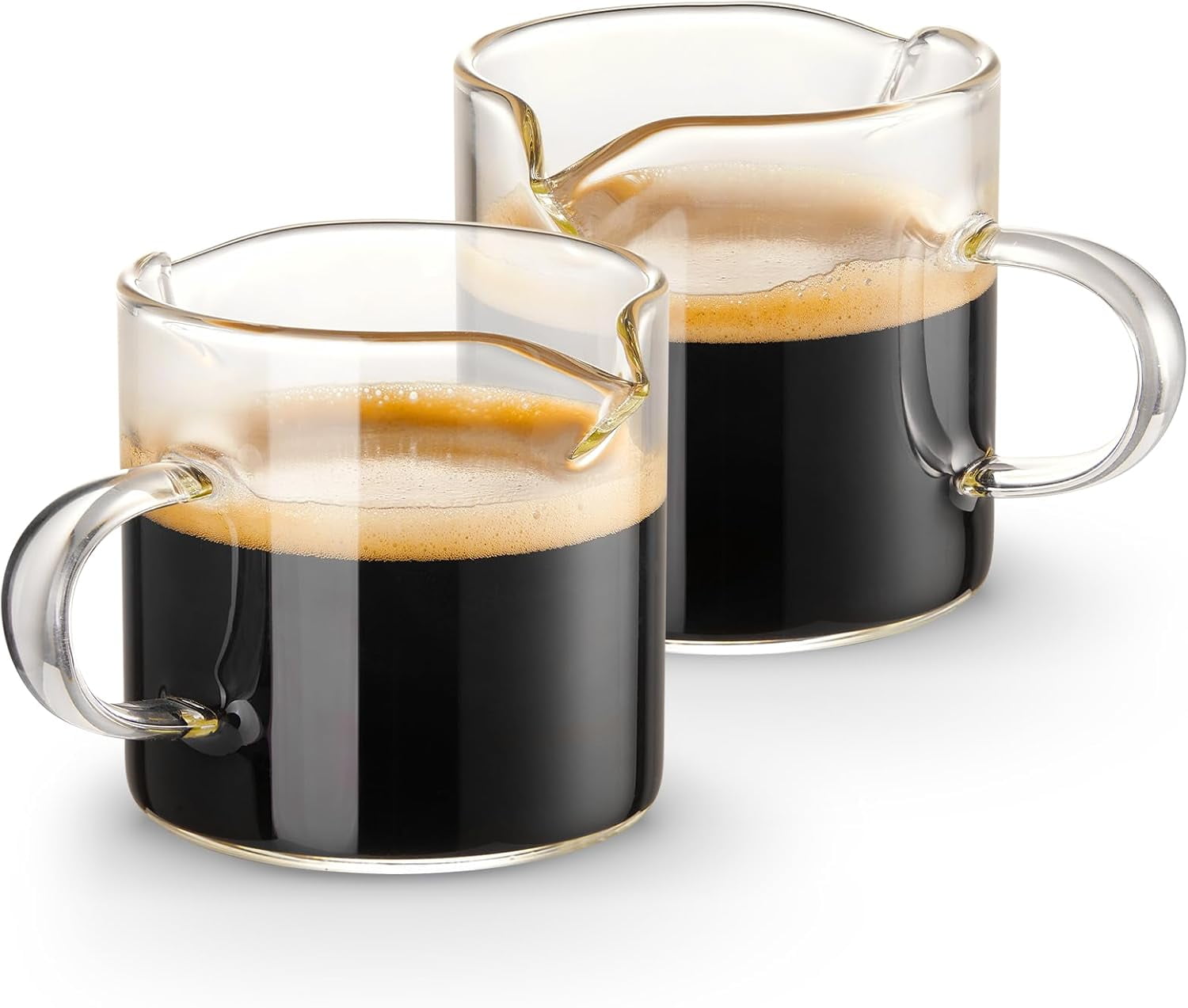Aovky Set of 4 Espresso Cups, 4 oz Double Pour Spout Cups, Glass ...