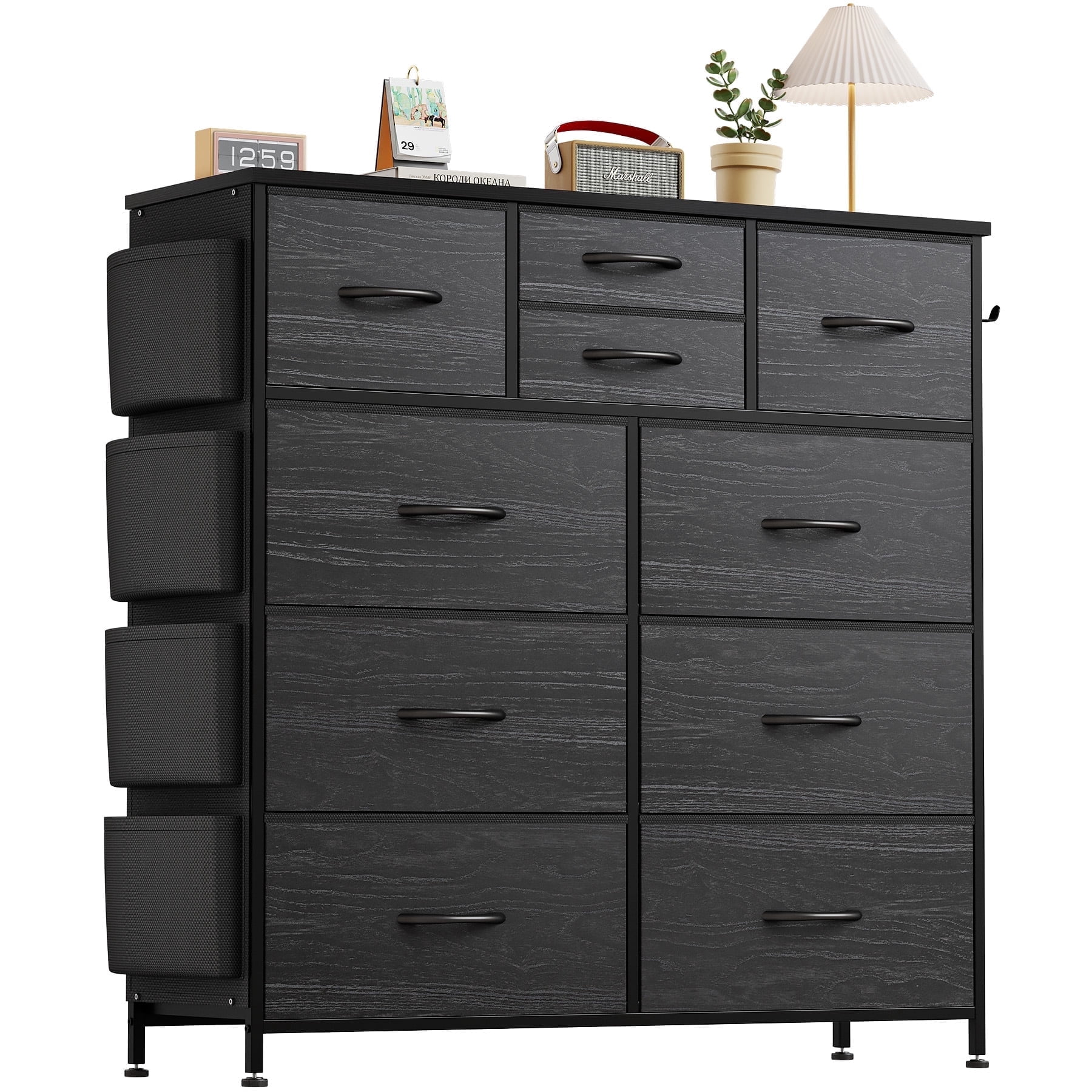 Aowos 10 Drawers Dressers for Bedroom Chest of Drawers Fabric Dresser ...