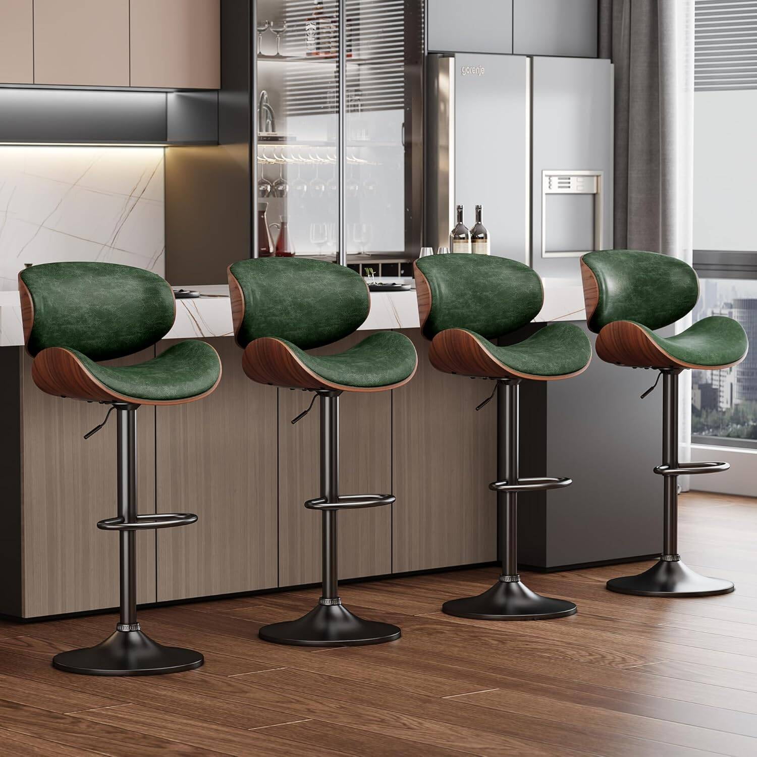 Aowos Bar Stools Modern Adjustable Swivel Barstools, Armless Kitchen ...