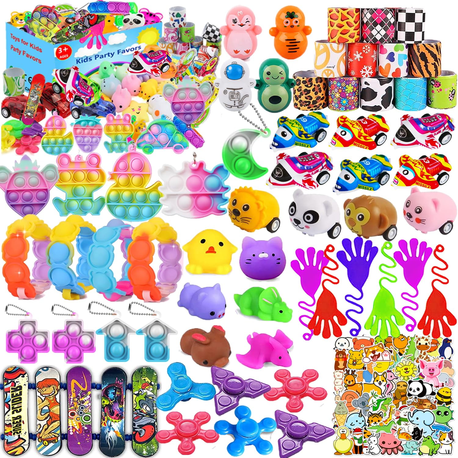 Aowrebu 114 Pack Party Favors for Kids 4-8 8-12, Pop Fidget Toys, Treasure Box Toys for ...