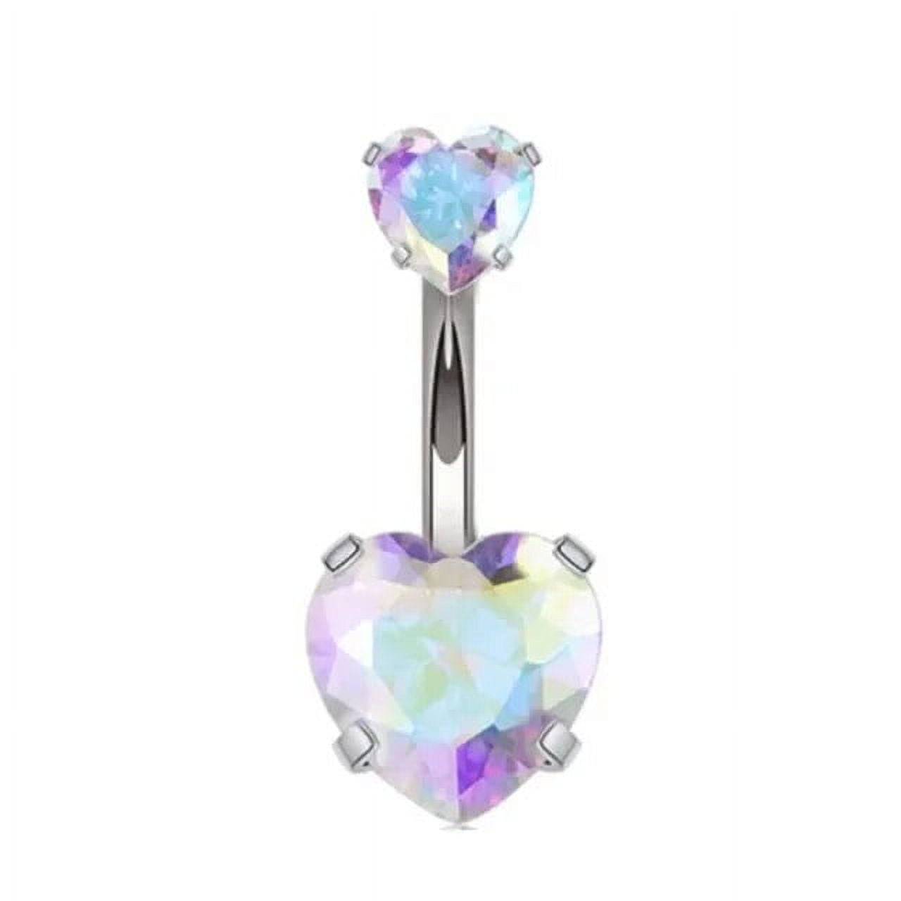 Aoxiang 1pc Steel Belly Button Rings Crystal Piercing Navel Heart Style Navel Piercing Earring