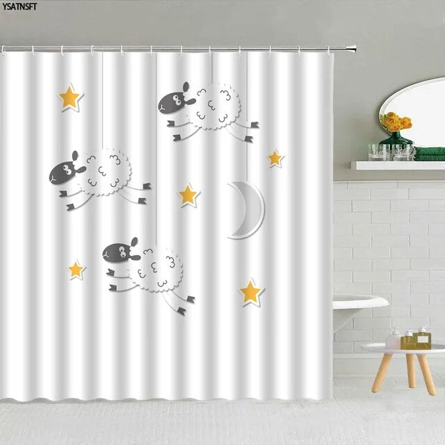 Aoxiang Simple Black White Raindrop Shower Curtain Geometry Water