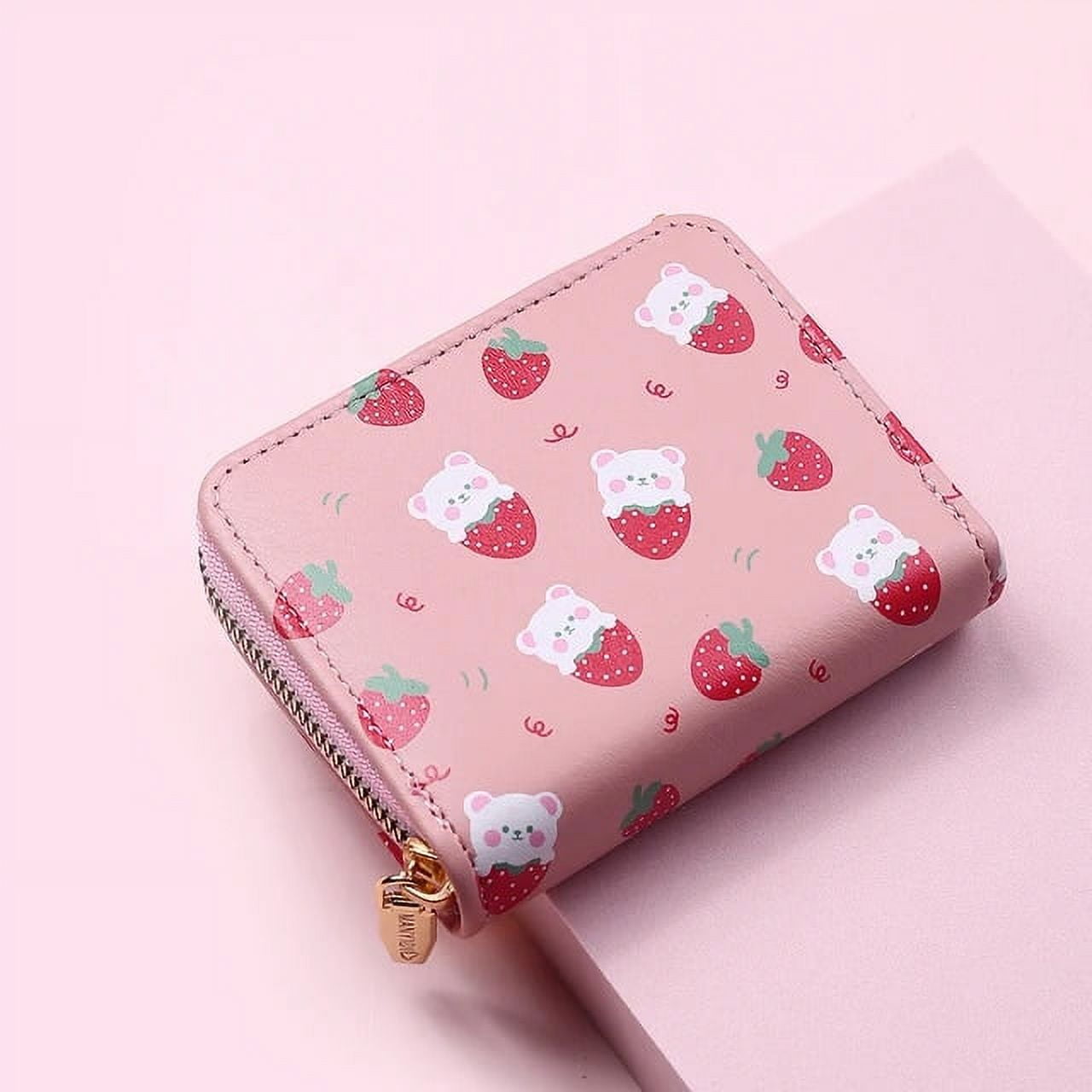 Aoxiang Women Short Wallet Cute Cartoon Strawberry Bear Printing Wallet ...