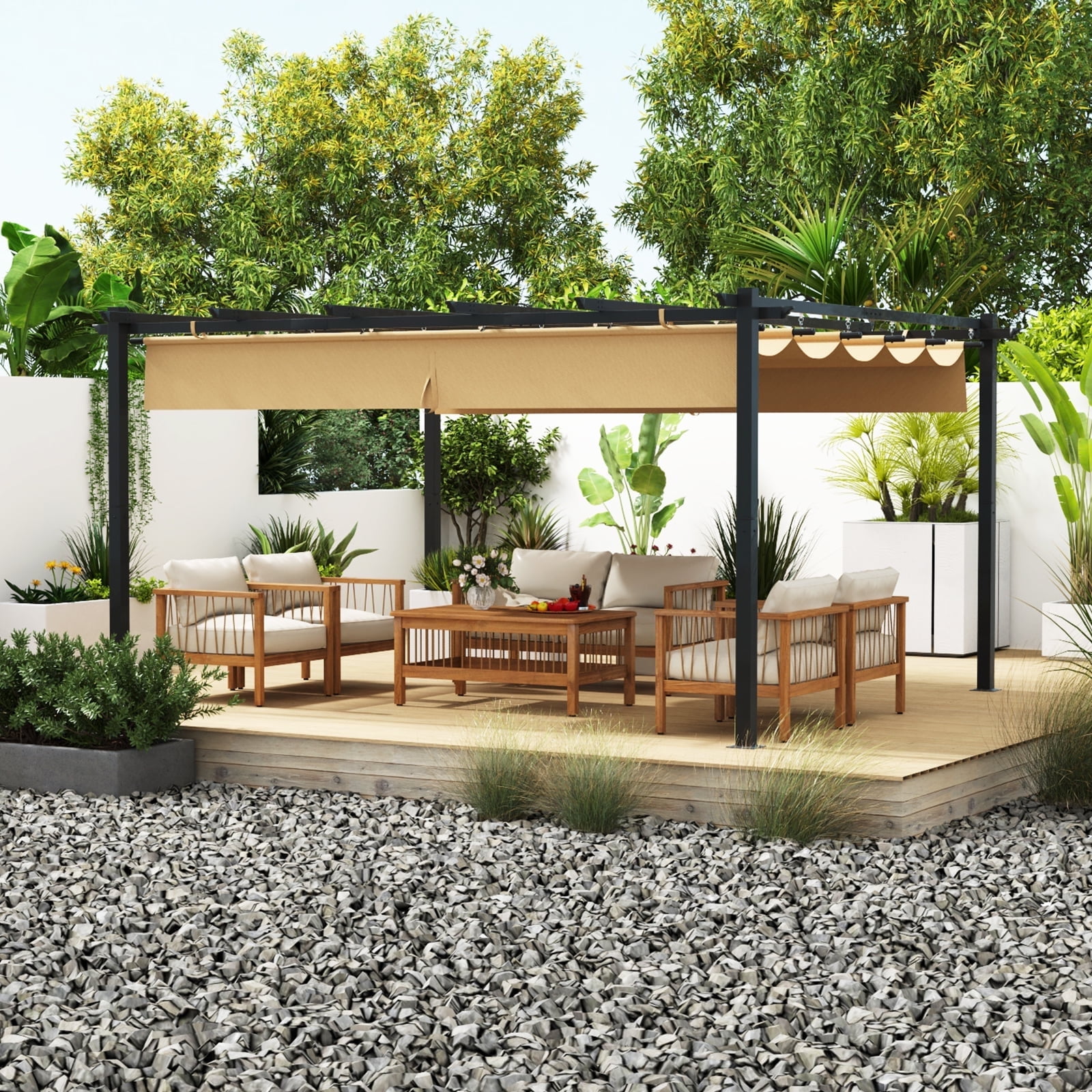 Aoxun 12x14 Outdoor Pergola, Patio Aluminum Pergola with Upgraded ...