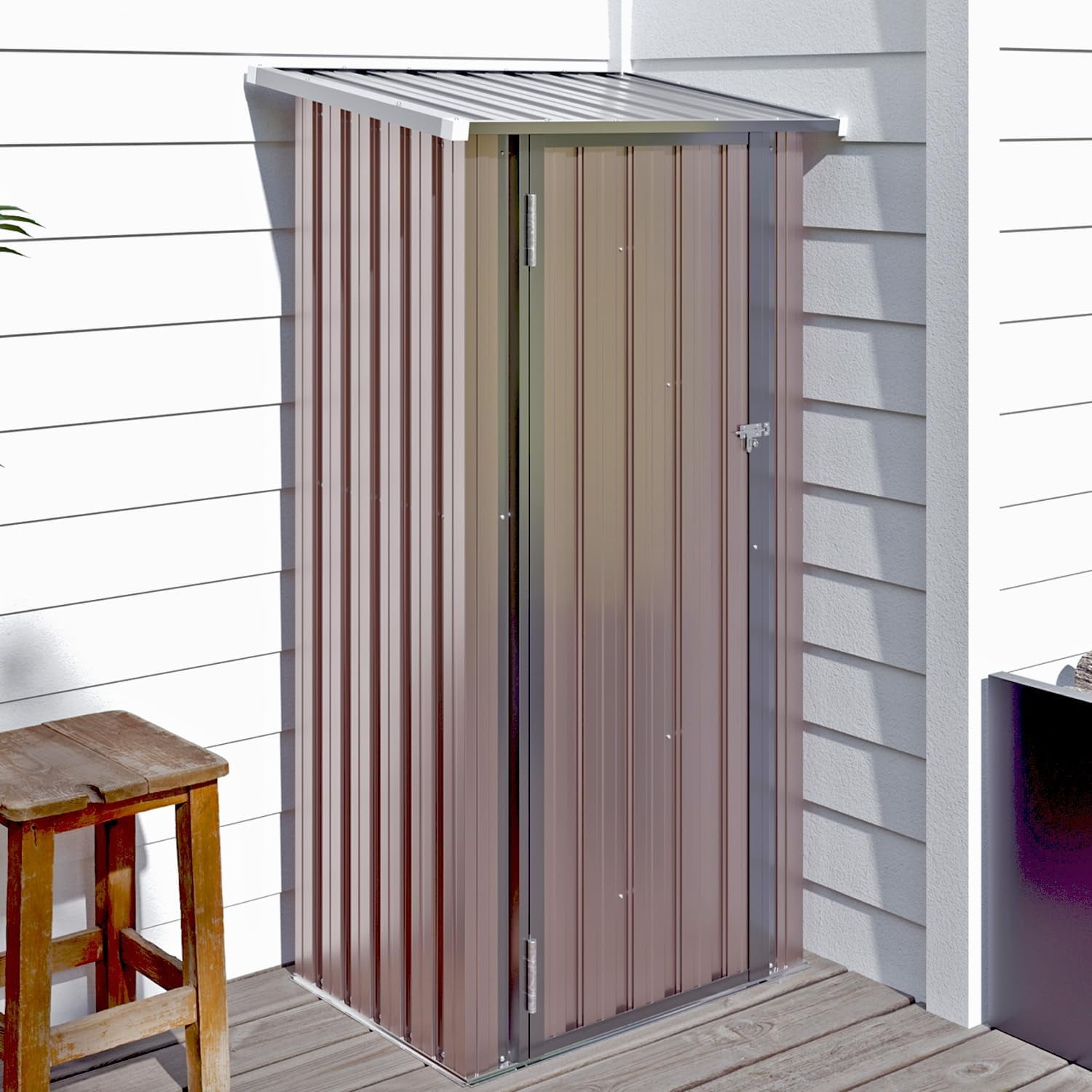 Aoxun 3’x2.1’ Outdoor Metal Storage Shed with Lockable Doors, Steel ...