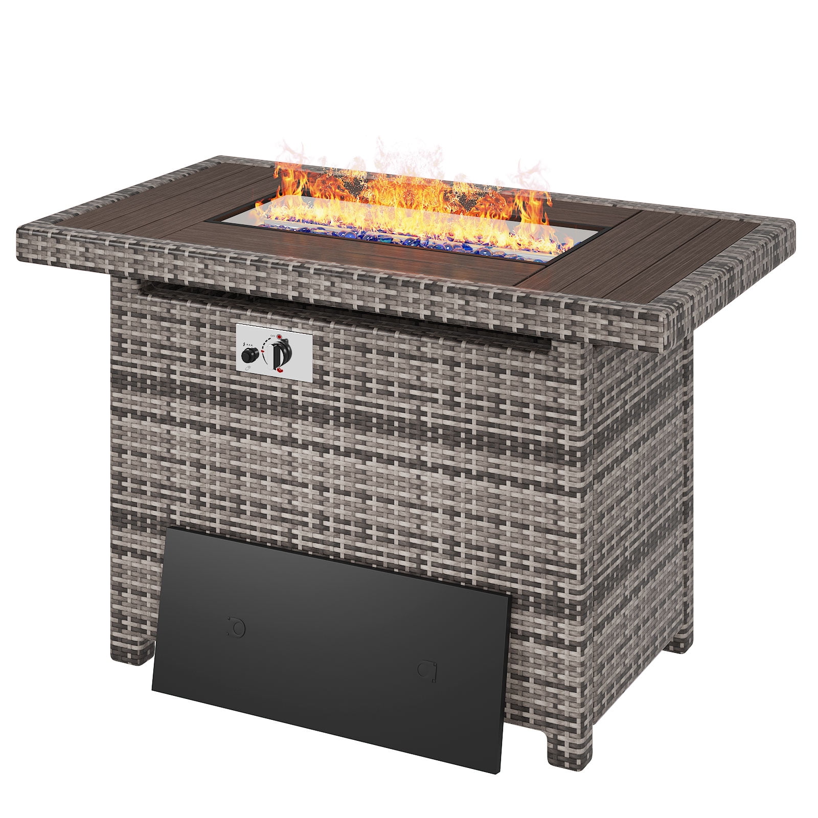 Aoxun 40'' Outdoor Fire Pit Tabletop, 50,000 BTU Propane Gas, W/ Cover ...