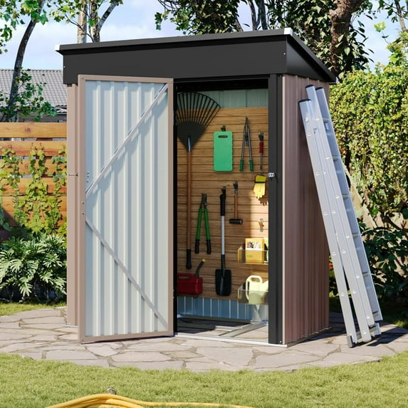 Aoxun 5’ x 2.9’ Shed Outdoor Storage Shed with Base Frame & Lockable ...