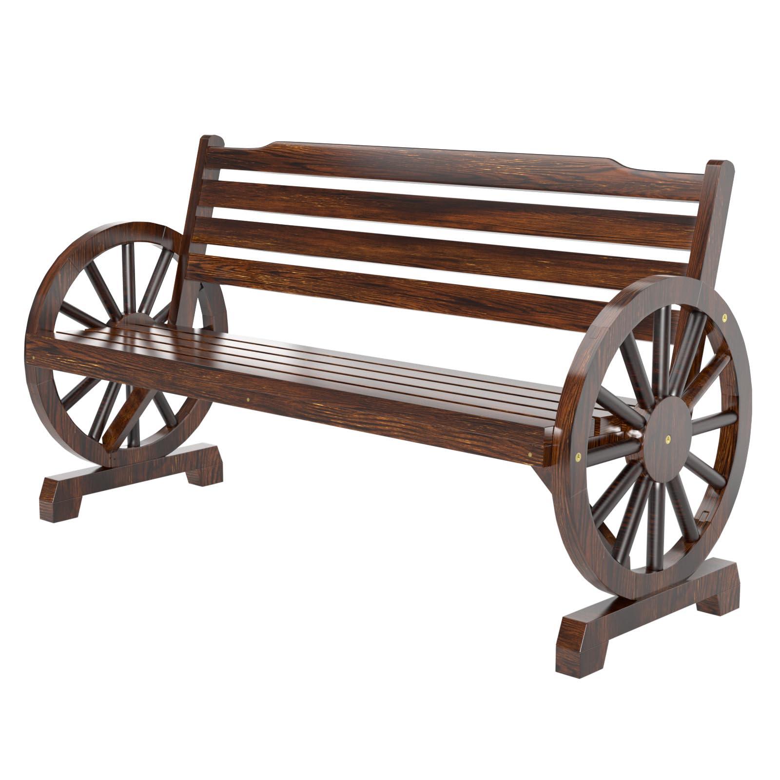 Zingz & Thingz Wagon Wheel Bench 42.25x21x31", Brown - Walmart.com