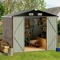 Aoxun Galvanized 6.3 x 4.2 ft. Lockable Outdoor Metal Storage Shed for ...