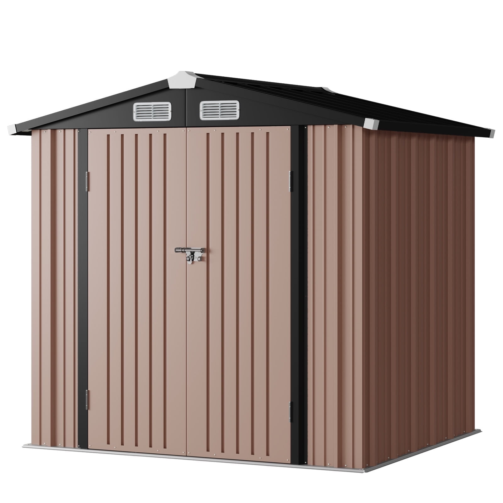 Aoxun 6 x 4 ft Outdoor Metal Storage Shed with Lock, Galvanized Metal ...