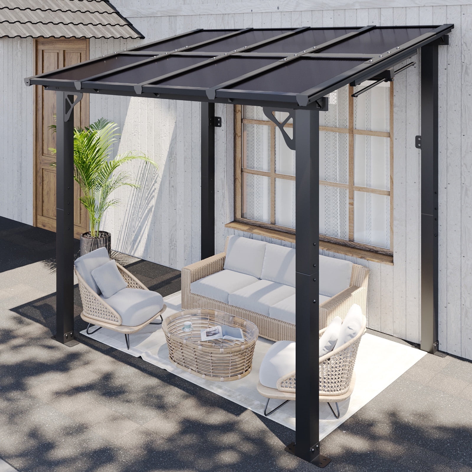 Aoxun 8' x 6' Gazebo for Patio, Large Wall-Mounted Heavy Duty Awnings ...