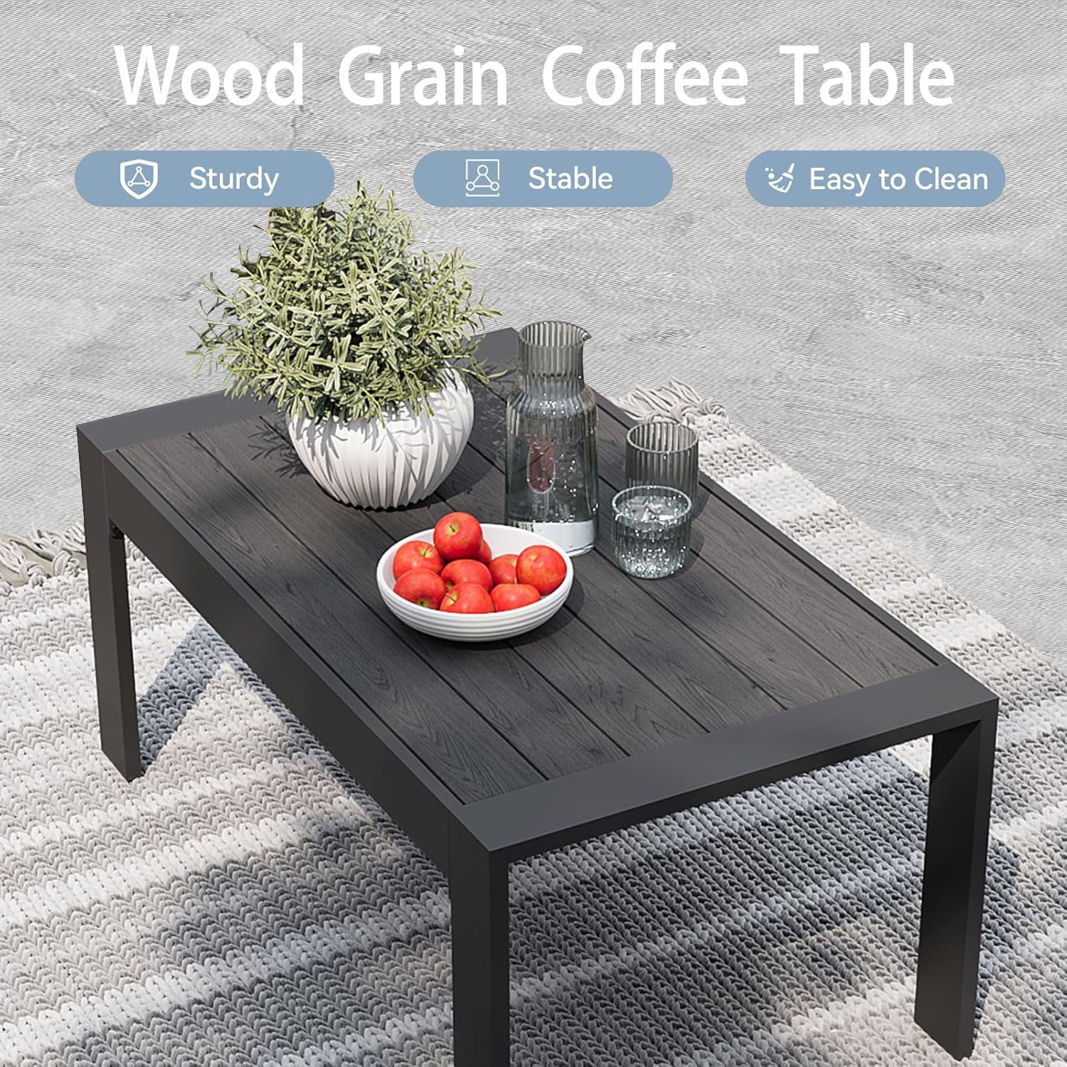 Aoxun Outdoor Coffee Table Rectangle, Patio Sectional Conversation ...