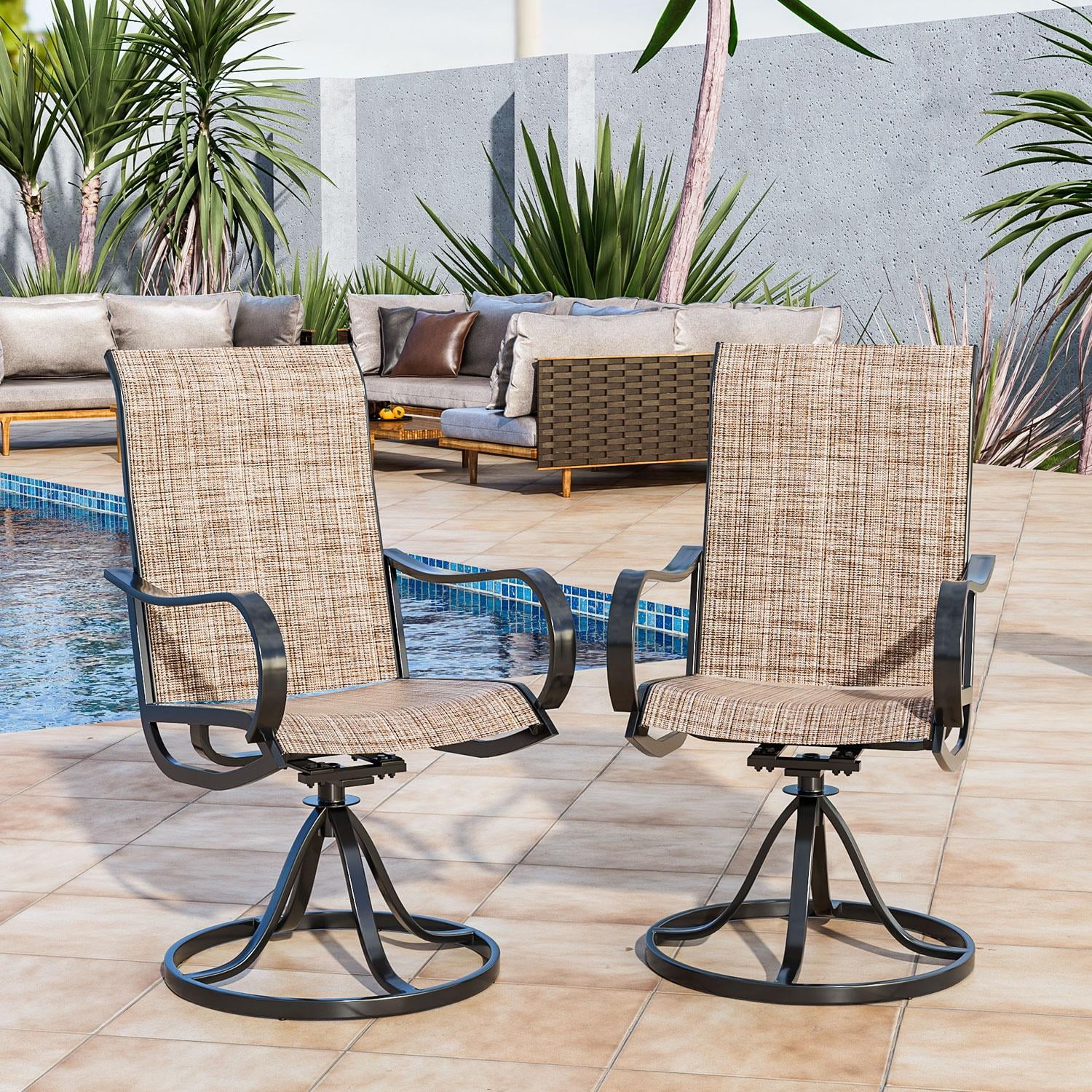 Aoxun Outdoor Swivel Bar Stools Set of 2, Patio Swivel Chairs with ...