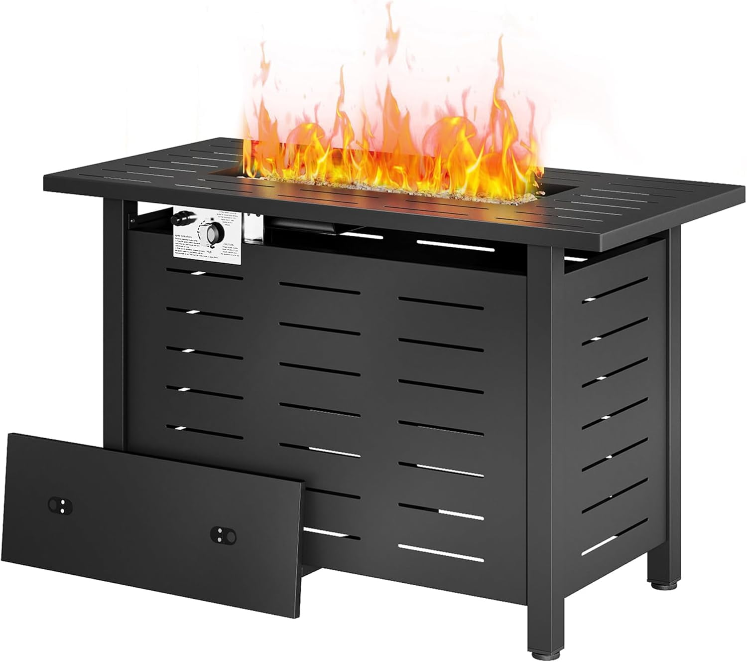 Aoxun Propane Fire Pit Table with Storage, 40 in CSA Propane Fire Table ...