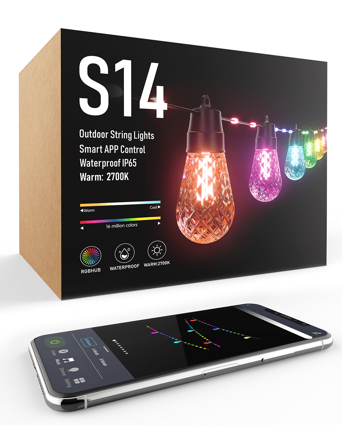 Aoycocr 46Ft RGBIC Waterproof LED Smart Lights, Remote Control, Color ...