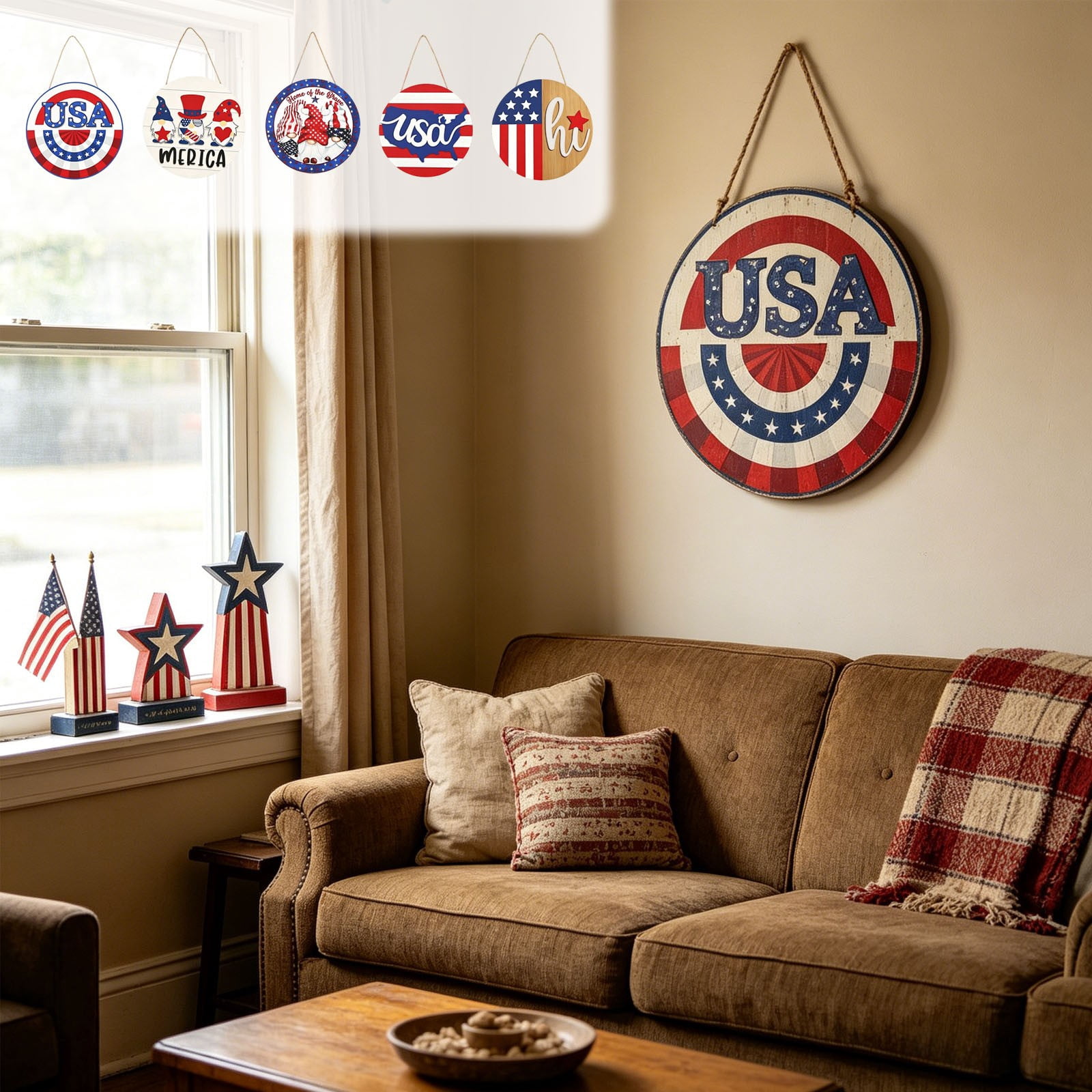 Aoznliie 4th of July Wooden Sign, Independence Day Decorations ...