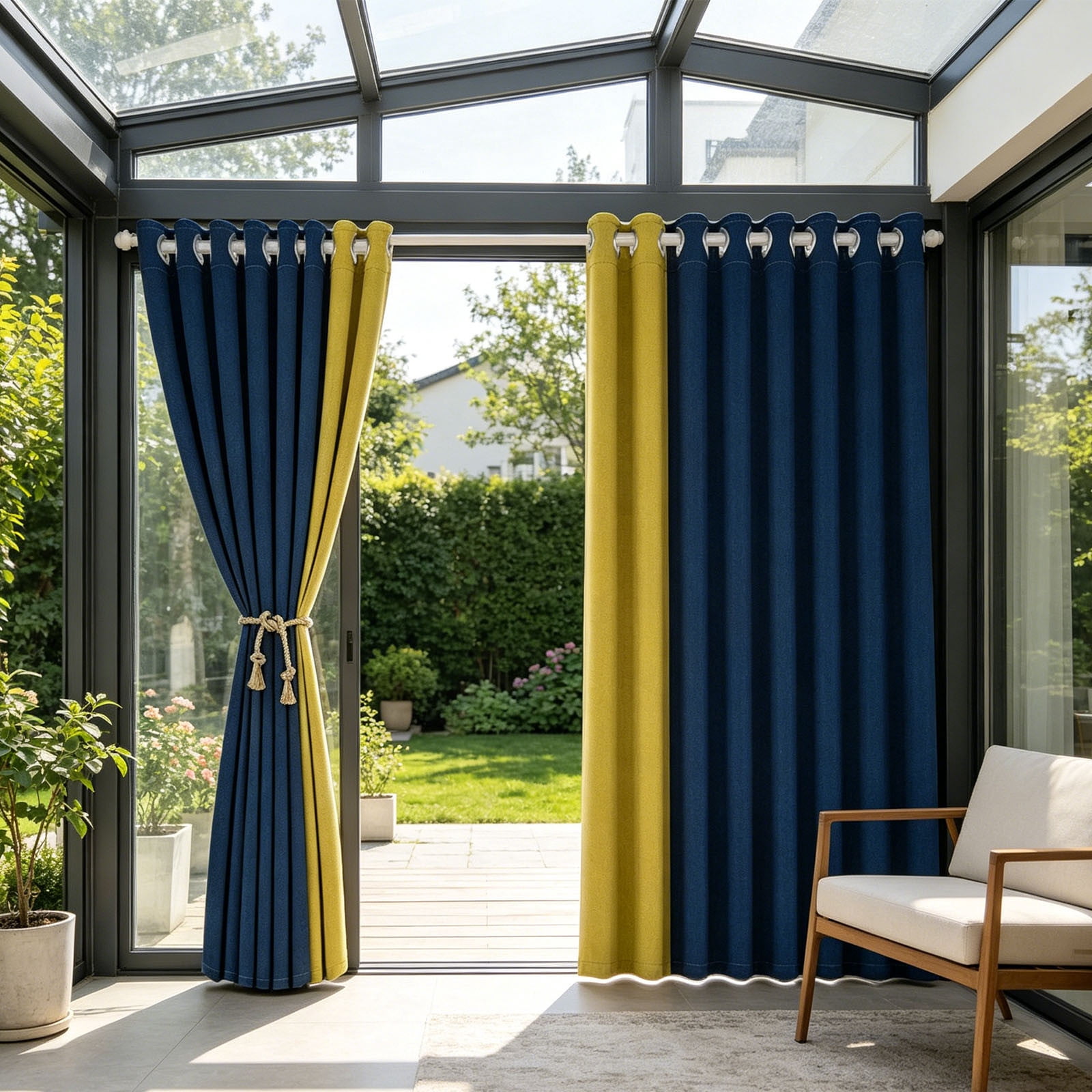 Aoznliie Outdoor Curtains, Blackout Thermal Patio Curtains for Garden ...
