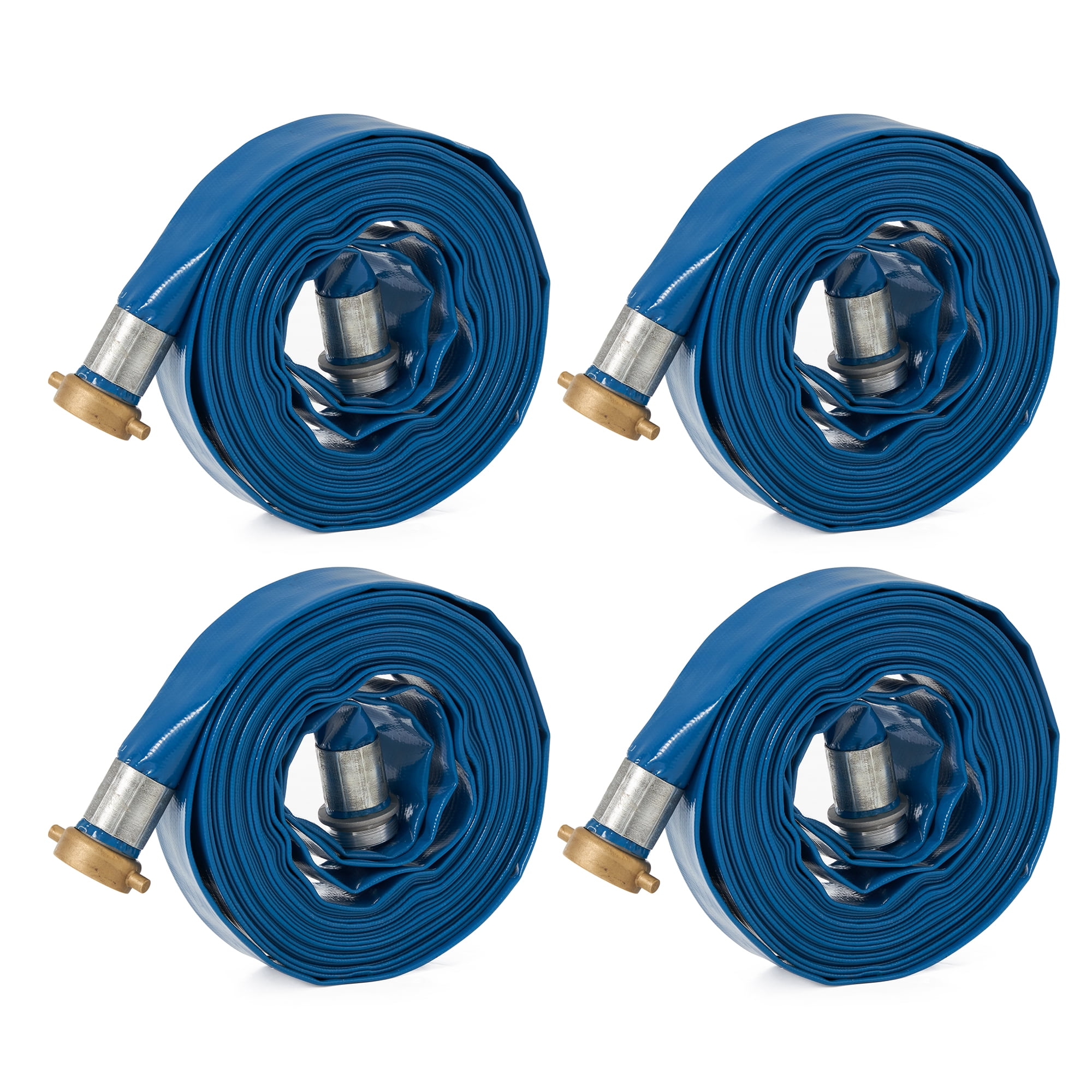 Apache 1.5" Diameter 50' Length 75 PSI PVC Lay Flat Hose, Blue (4 Pack ...