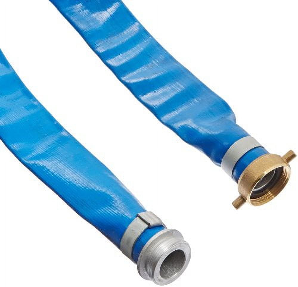Apache 98138015 1-1/2" x 50' Blue PVC Lay-Flat Discharge Hose with Aluminum Pin Lug Fittings ...