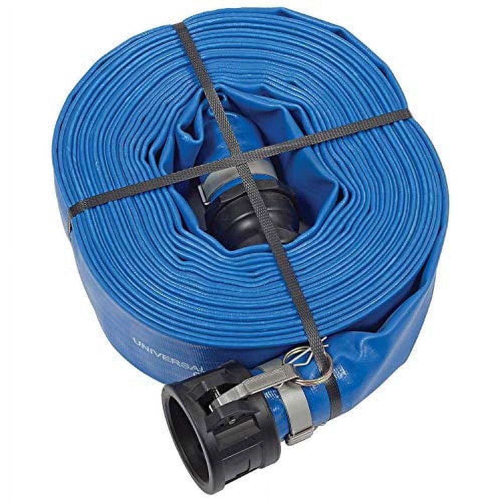 Apache 98138049 2" x 50' Blue PVC Lay-Flat Discharge Hose with Poly Cam Lock Fittings - Walmart.com