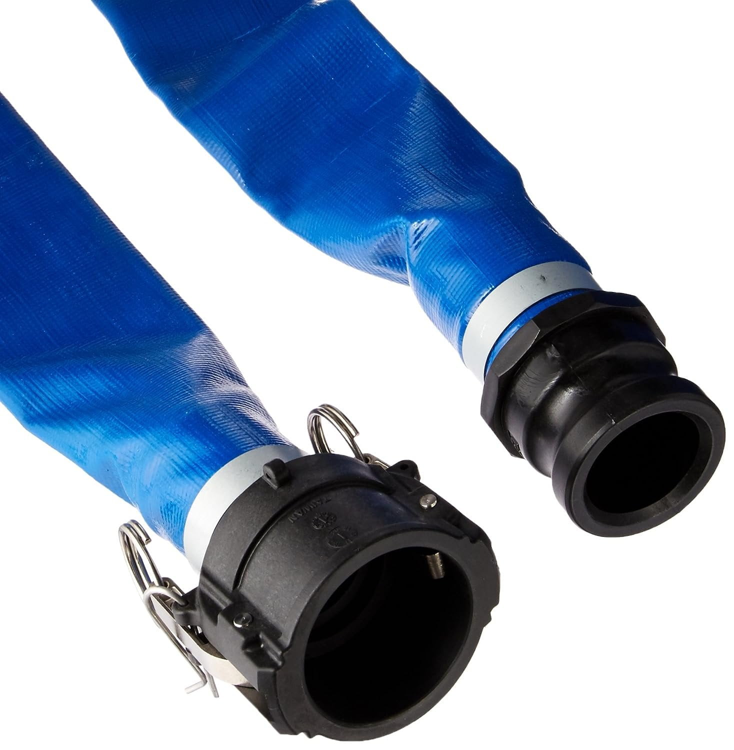 Apache 98138049 2" x 50' Blue PVC Lay-Flat Discharge Hose with Poly Cam ...