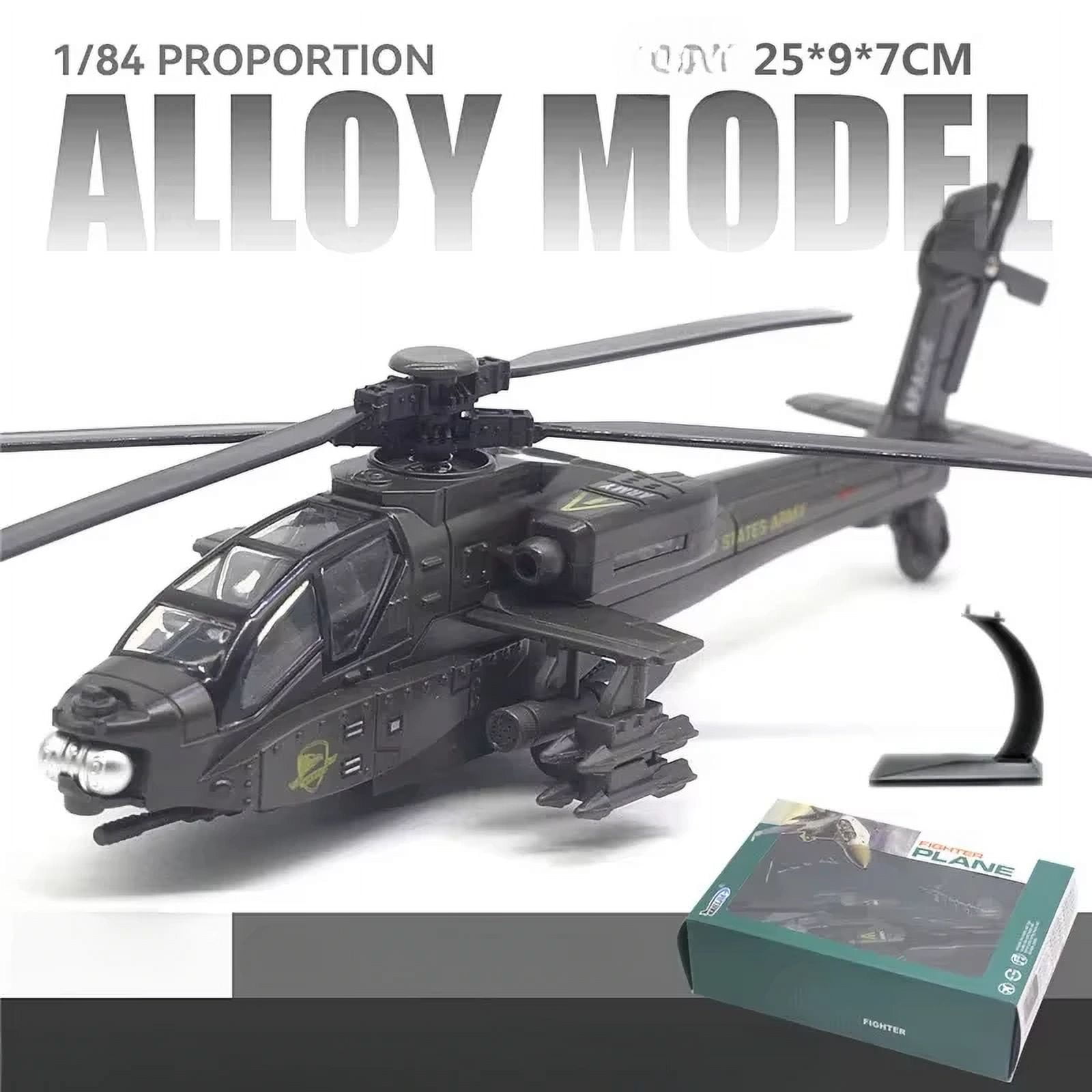 Apache Armed Helicopter Alloy Diecast Airplane Model Toy Simulation Sound Light Airplane Model ...