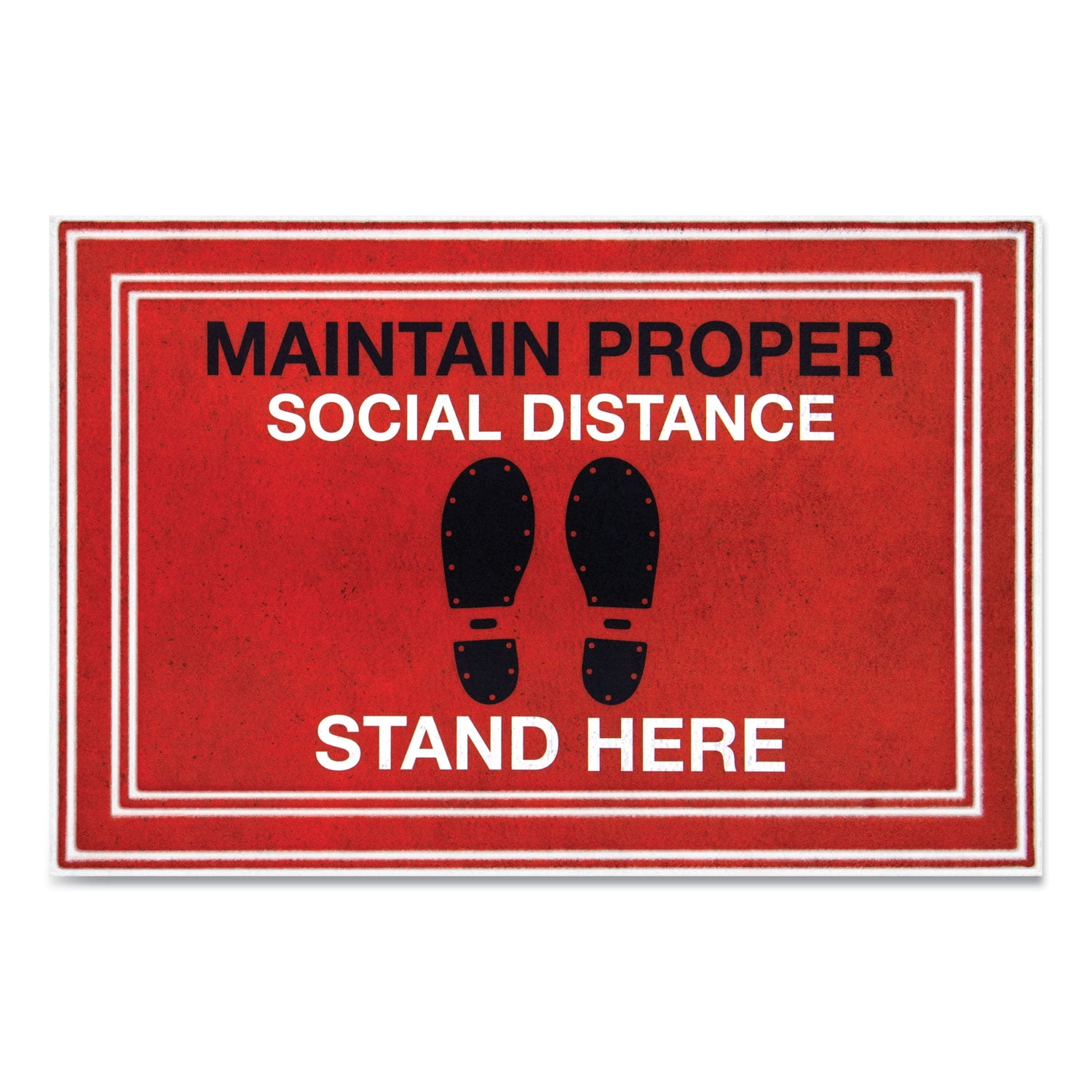 Apache Mills Message Floor Mats, 24 x 36, Red/Black, "Maintain Social ...