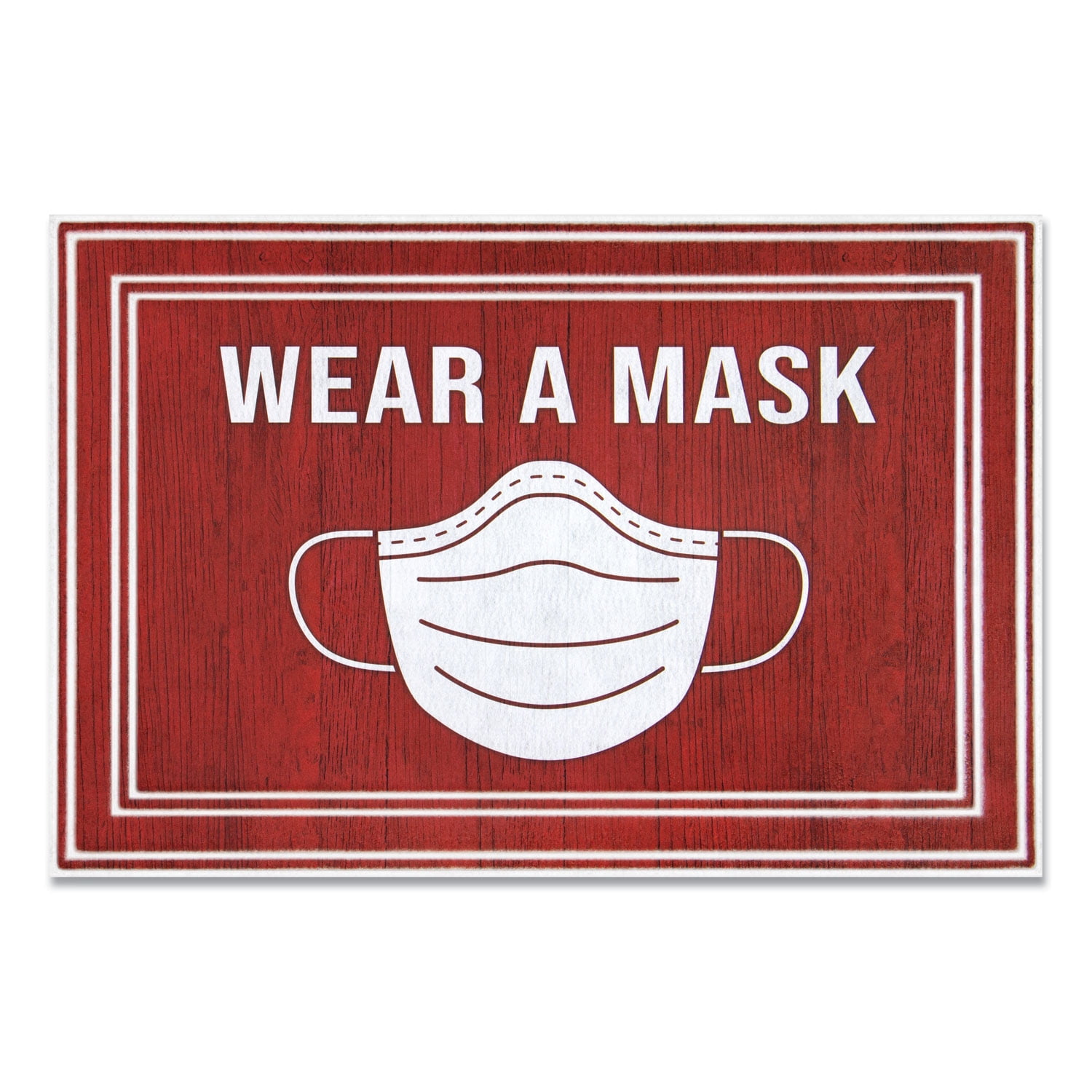 Apache Mills Message Floor Mats, 24 x 36, Red/White, "Wear A Mask ...