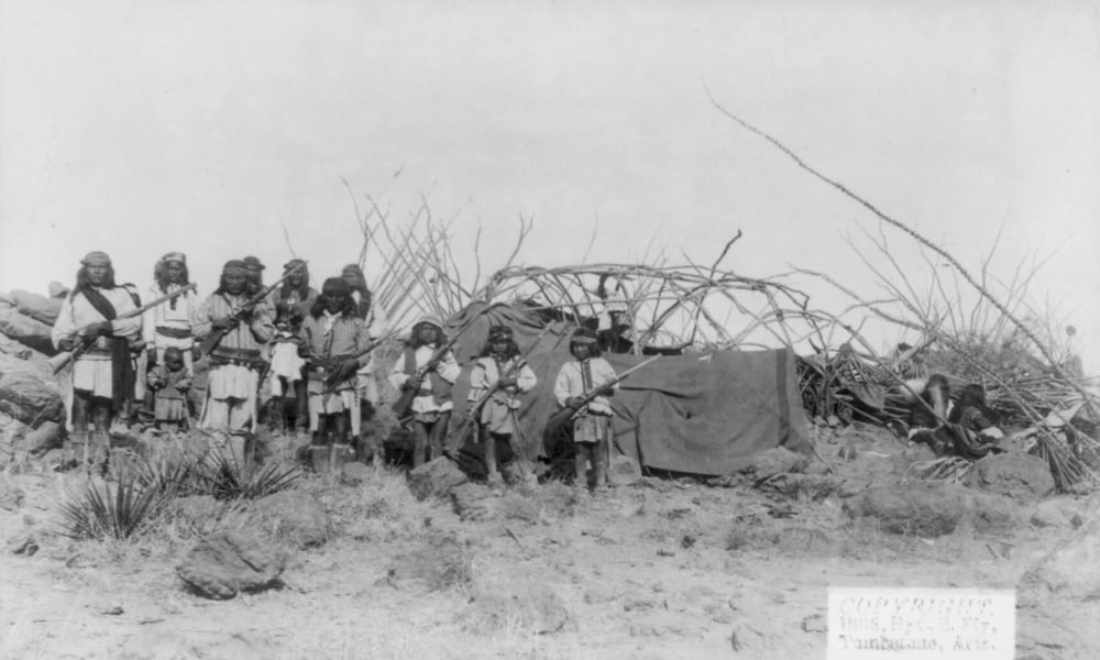 Apache Warriors, 1886. /Na Group Of Apache Native American Men And Boys ...