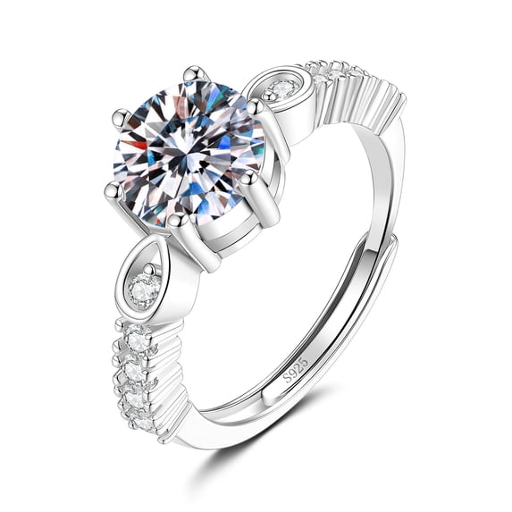 Apaison 925 Sterling Silver Exquisite 8 mm 2 Carat Moissanite Ring for ...