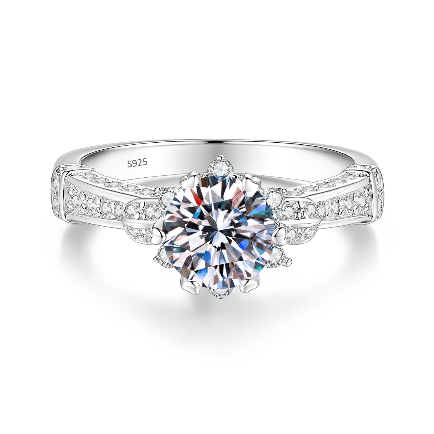 Apaison Luxury D Color 1 Carat Moissanite Women Ring - 925 Sterling ...