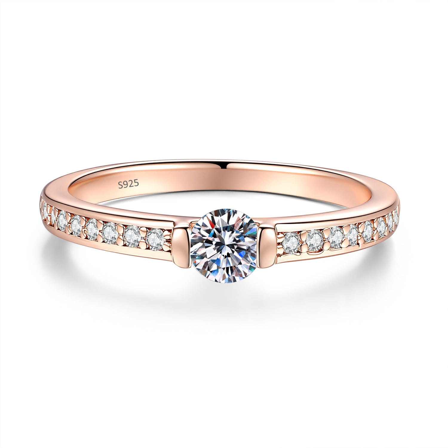 Apaison Luxury VVS1 D Color 4mm Moissanite Women's Rose Gold Ring ...