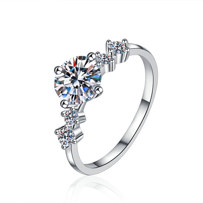 Apaison Sparkling 1 Carat Moissanites 925 Sterling Silver Women Ring ...