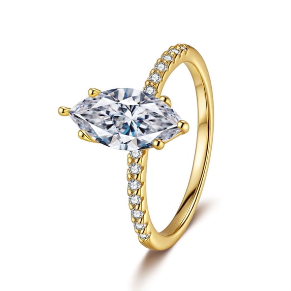 Apaison Sparkling D Color 2CT3 Carat Moissanite Women Gold Plated Ring ...