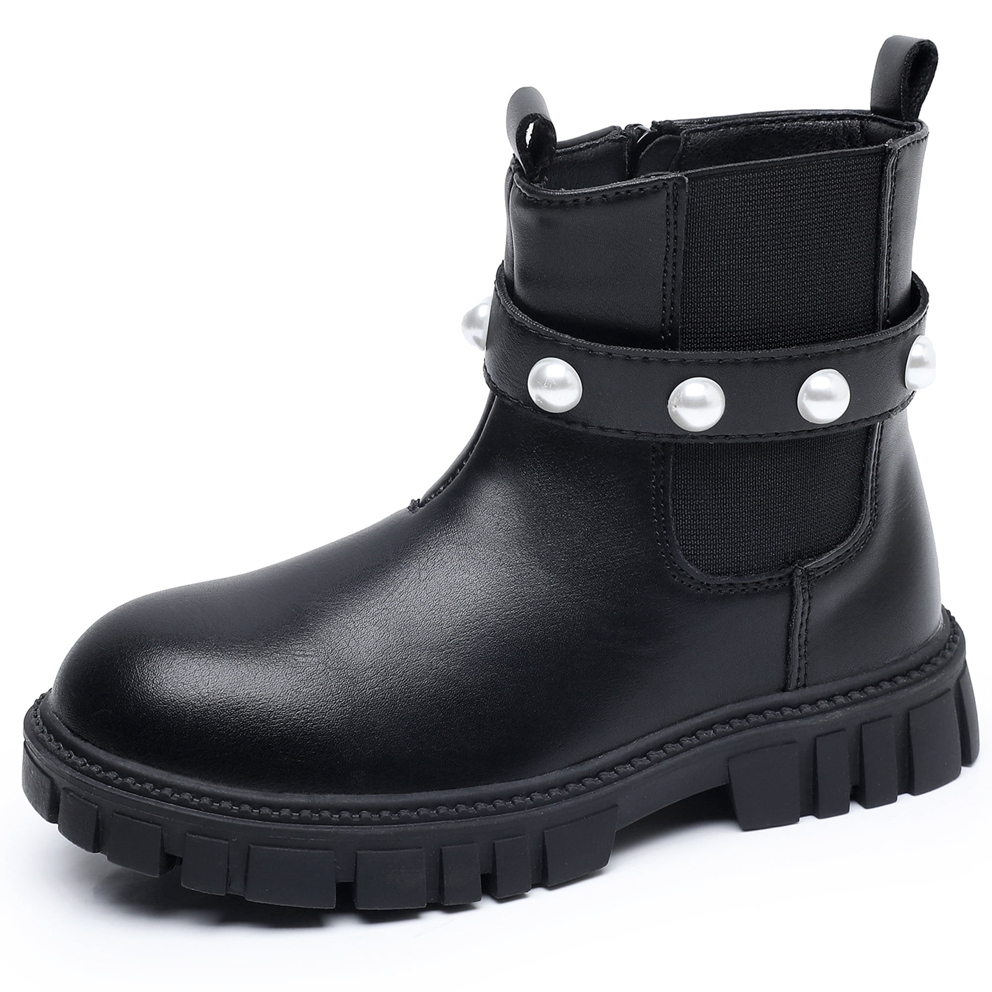 Apakowa Girls Ankle Boots Lace Up Waterproof Combat Shoes With Side ...