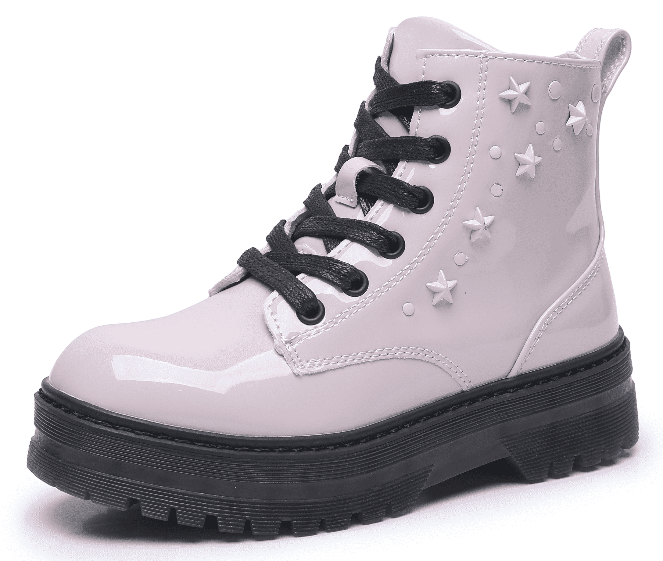 Apakowa Girls Ankle Boots Lace Up Waterproof Combat Shoes With Side ...