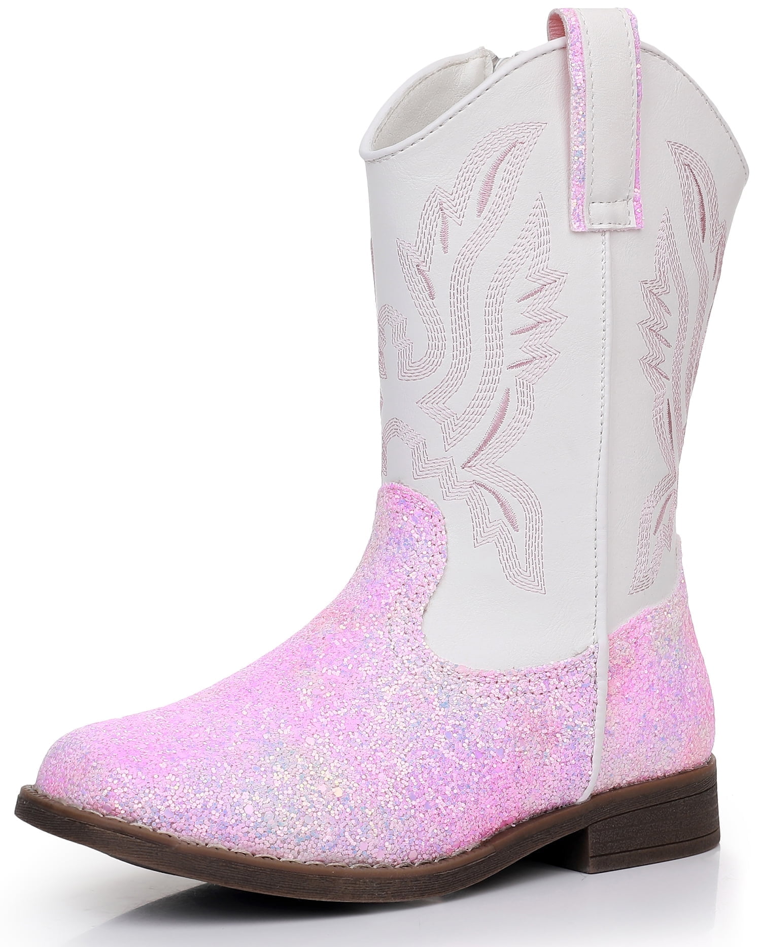 Apakowa Girls Cowgirl Boots Sparkly Glitter Western Cowboy Boots Mid ...