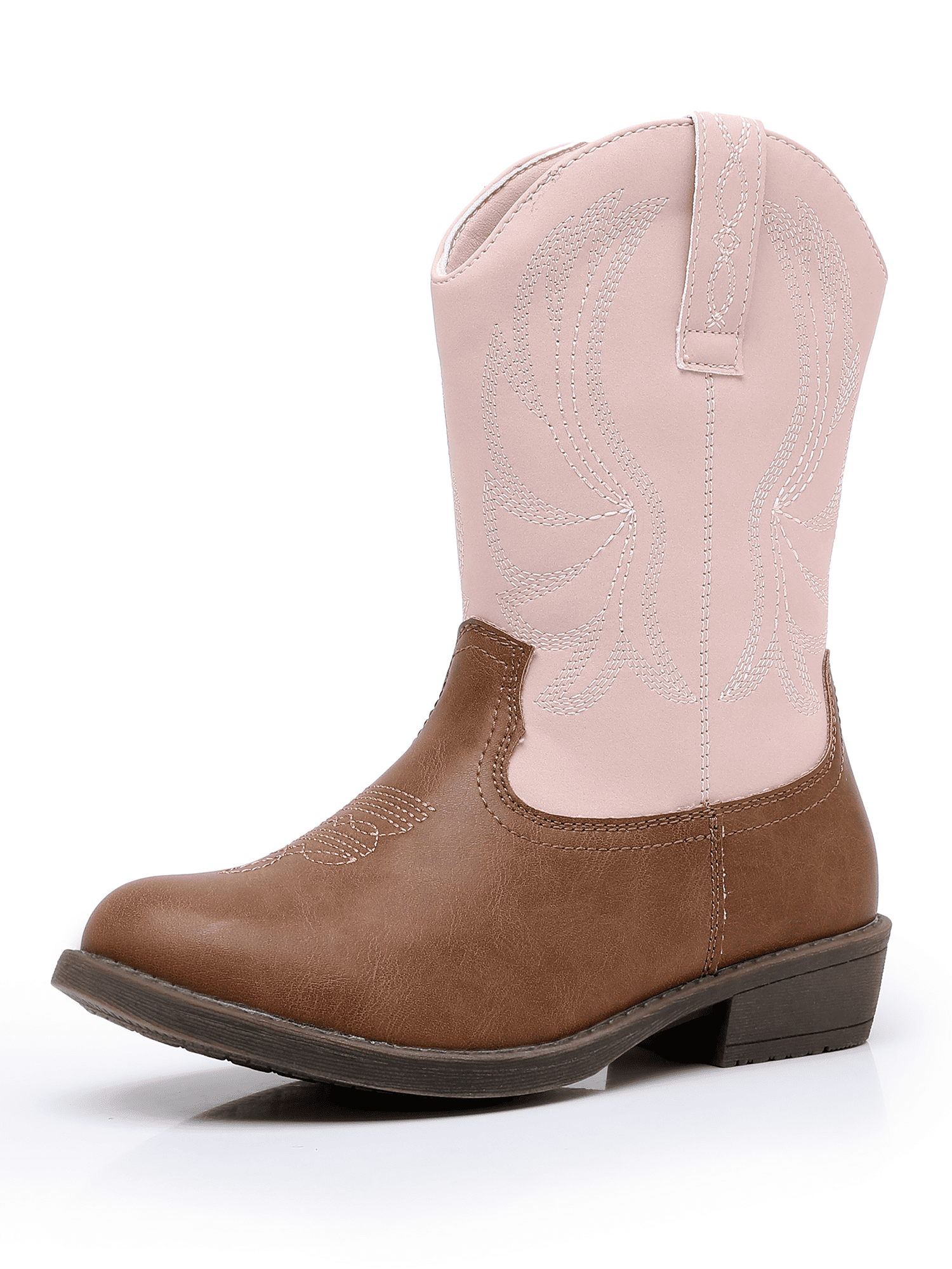 Apakowa Girls Cowboy Boots Side Zipper Cowgirl Boots Embroidered ...