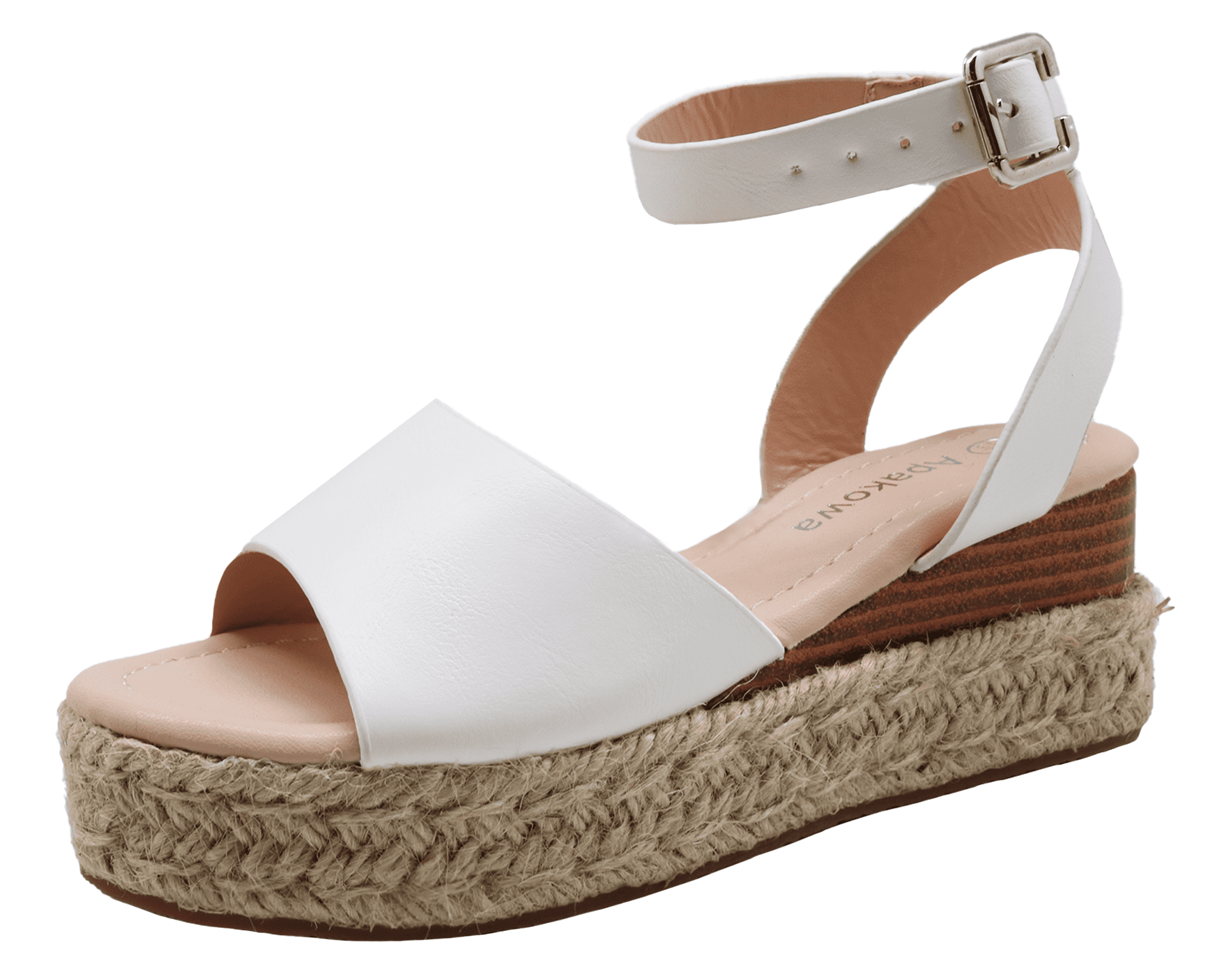 Apakowa Girls Espadrille Flatform Wedge Sandal, Open Toe, White, Size 5 ...