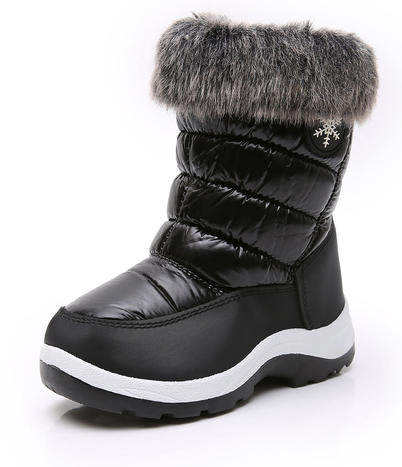 Apakowa Girls Insulated Warm Lined Winter Snow Boots Water Resistance ...