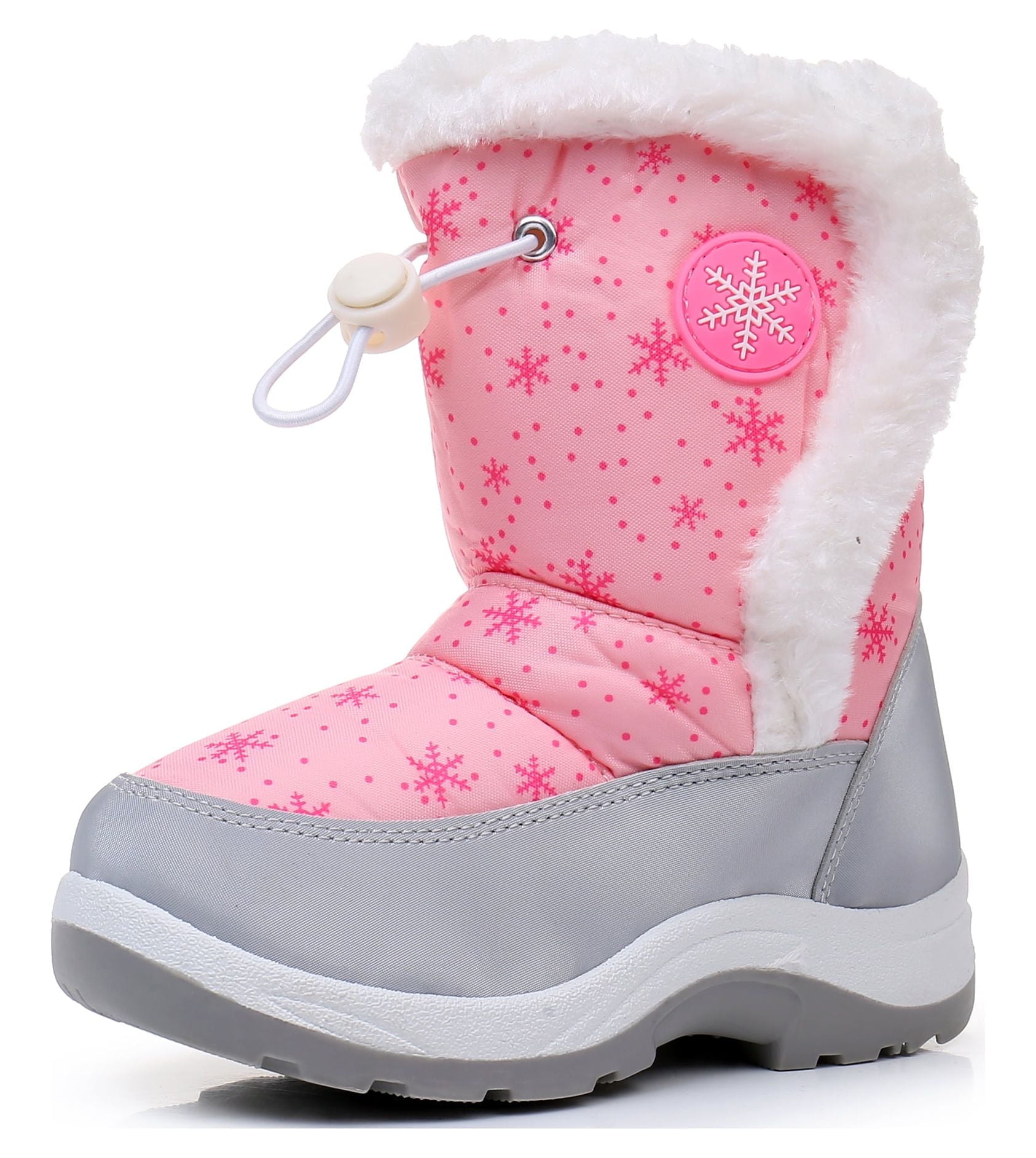Apakowa Girls' Water-Resistant Insulated Winter Snow Boots with Plush ...