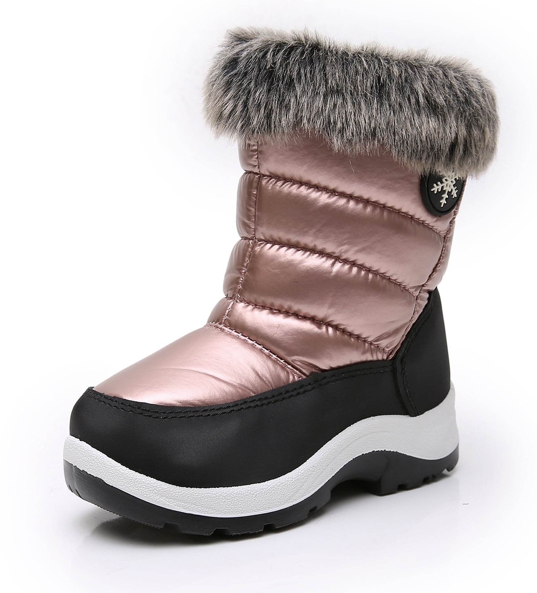 Apakowa Girls' Insulated Winter Snow Boots, Water-Resistant, Warm Lined ...